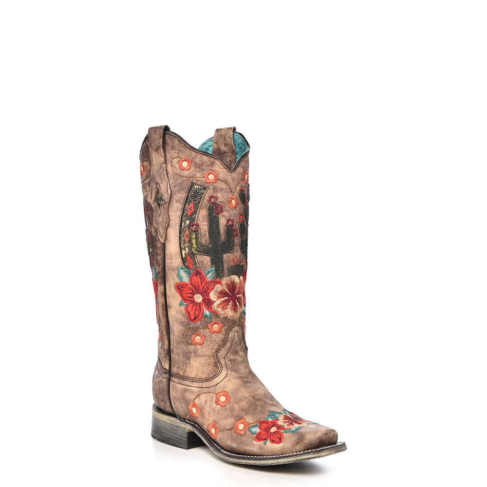 CORRAL BOOT COMPANY A3769 TAUPE CACTUS OVERLAY &FLOERS – OK Corral ...